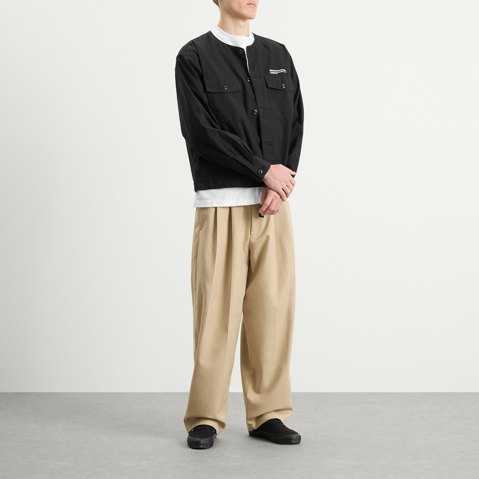 Neighborhood No Collar Shirt - Black | Editorialist