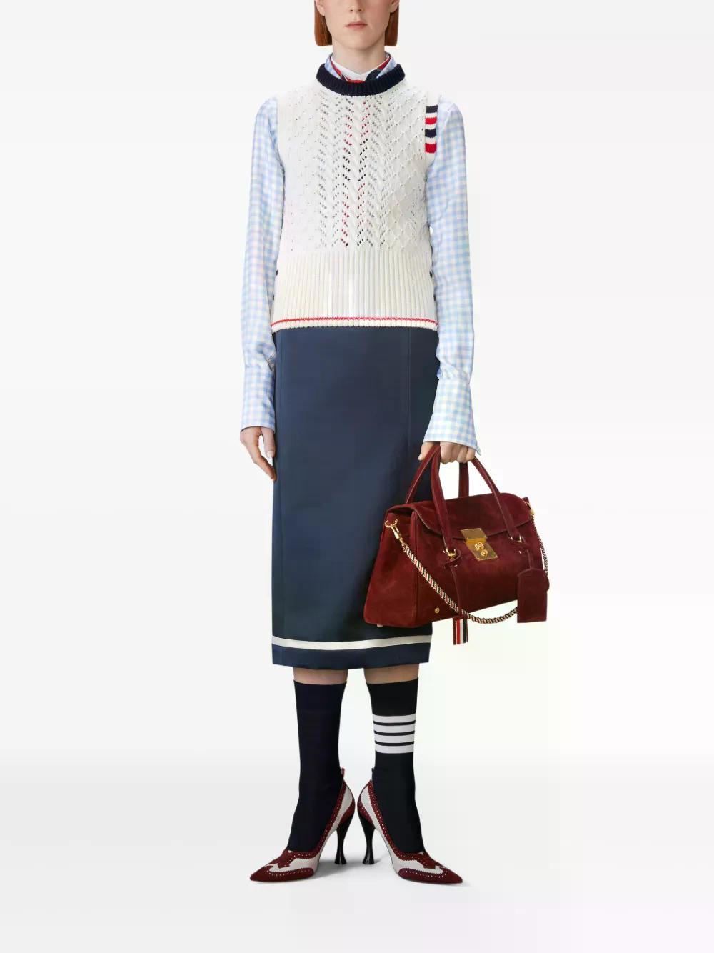 THOM BROWNE Cable Pointelle-Stitch Merino-Wool 4-Bar Vest