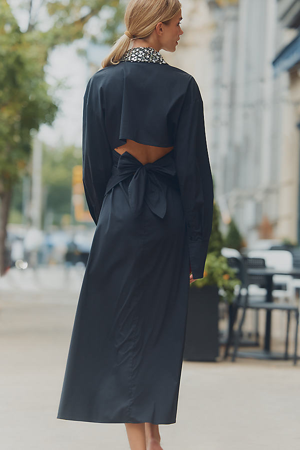 knee length dresses for ladies SIMONMILLER Loch Poplin Button Up