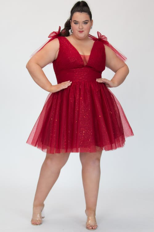 SYDNEY'S CLOSET Sparkle Tulle Curvy Cocktail Dress