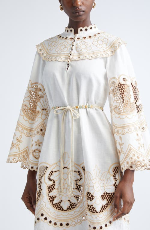 zimmermann peggy floral-embroidery linen dress Zimmermann Peggy Floral-embroidery Linen Dress in White