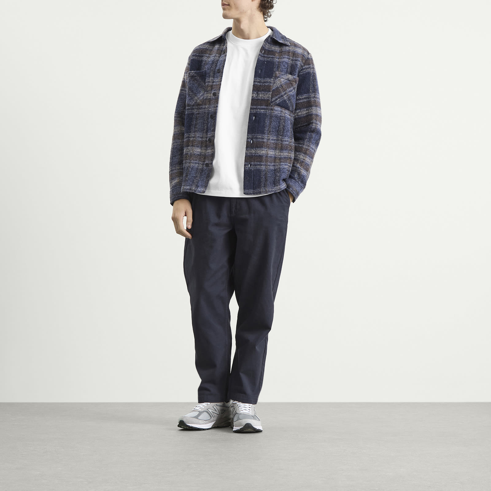 WAX LONDON whiting check wool blend overshirt
