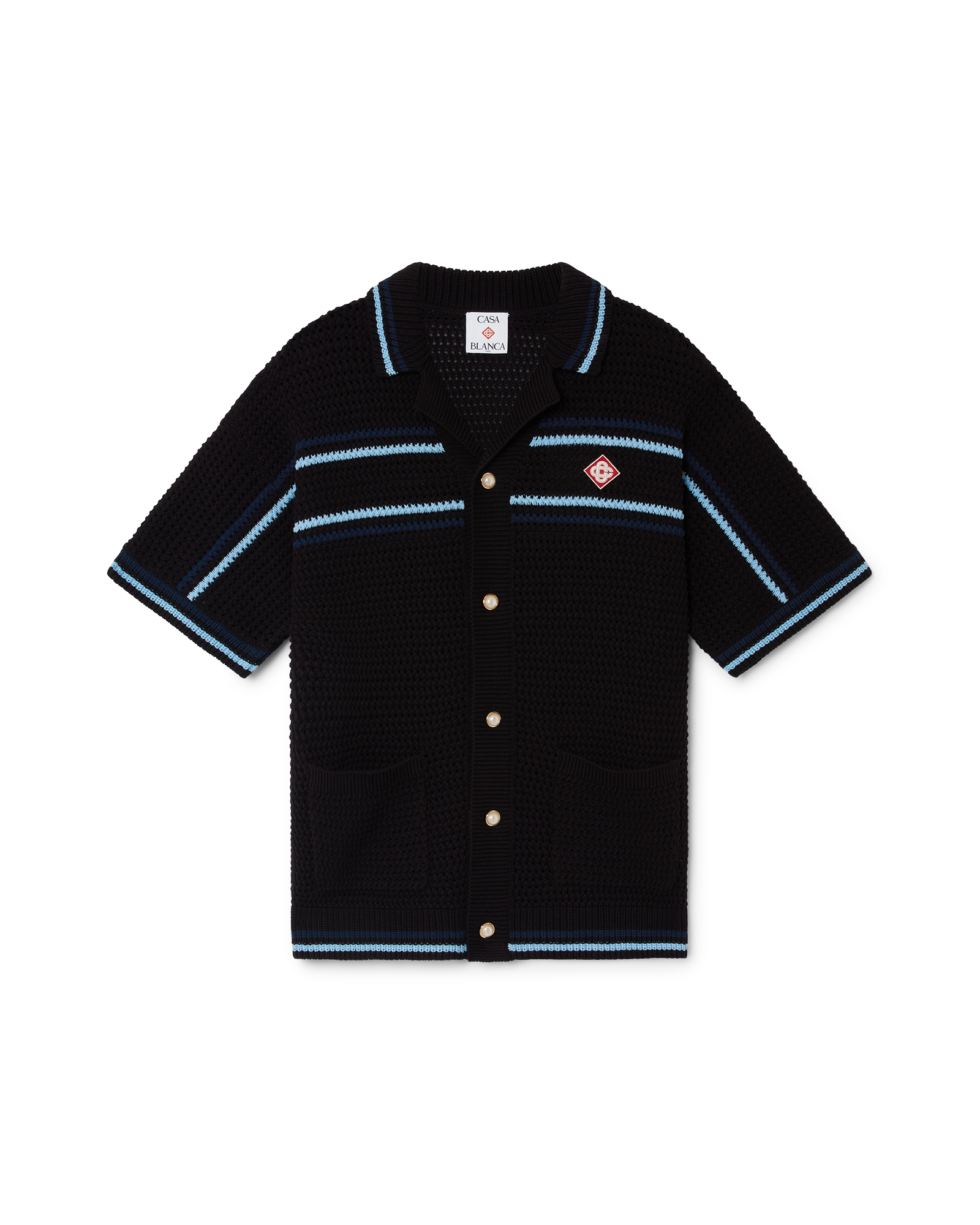 CASABLANCA tennis cotton crochet short sleeve shirt,