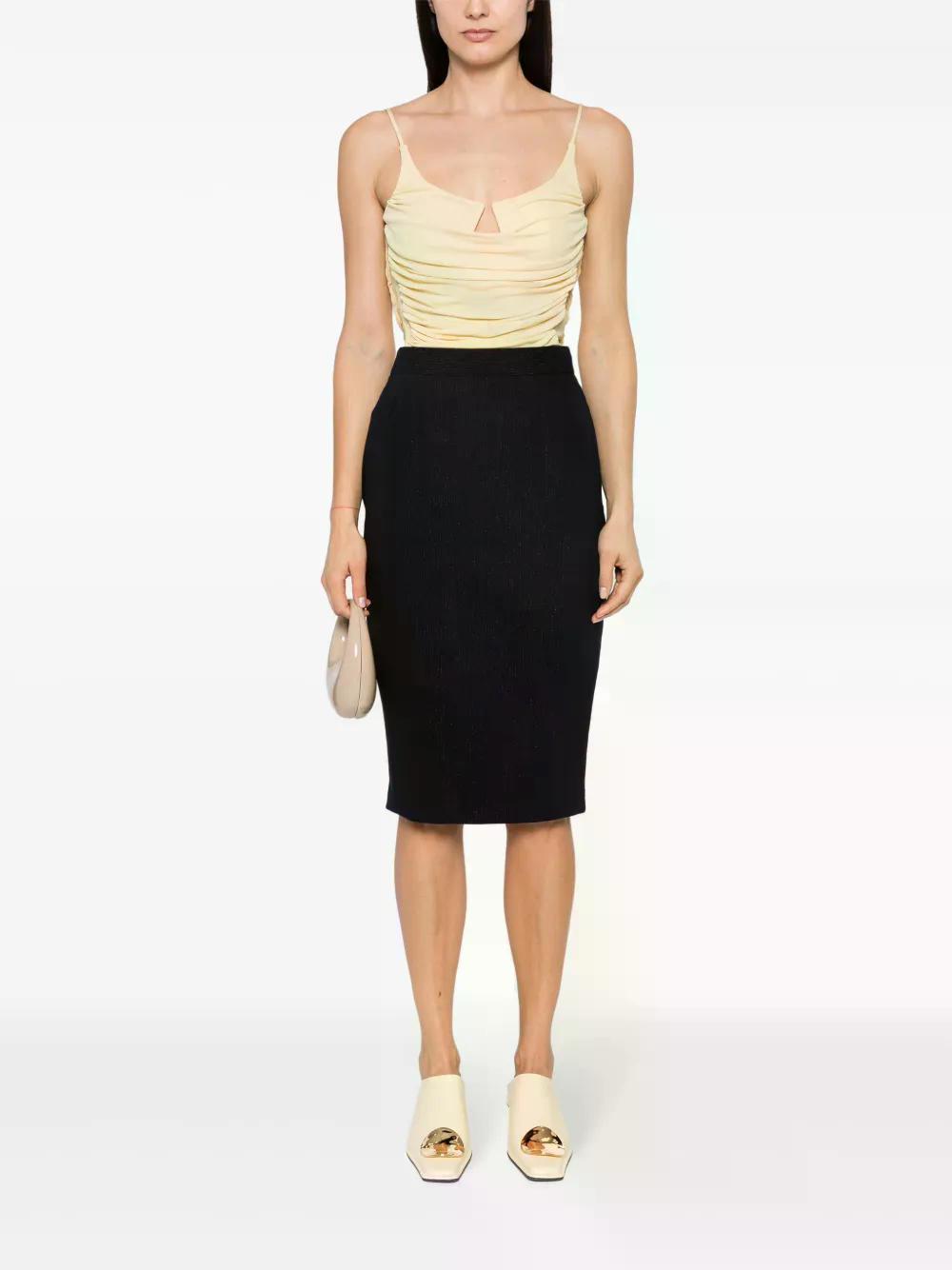 DIOR Christian Dior 1990s Pinstripe Lurex Pencil Skirt