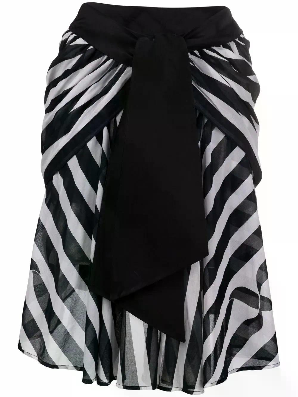 SAINT LAURENT Saint Laurent Circa 1988 Asymmetric Stripe Print Skirt
