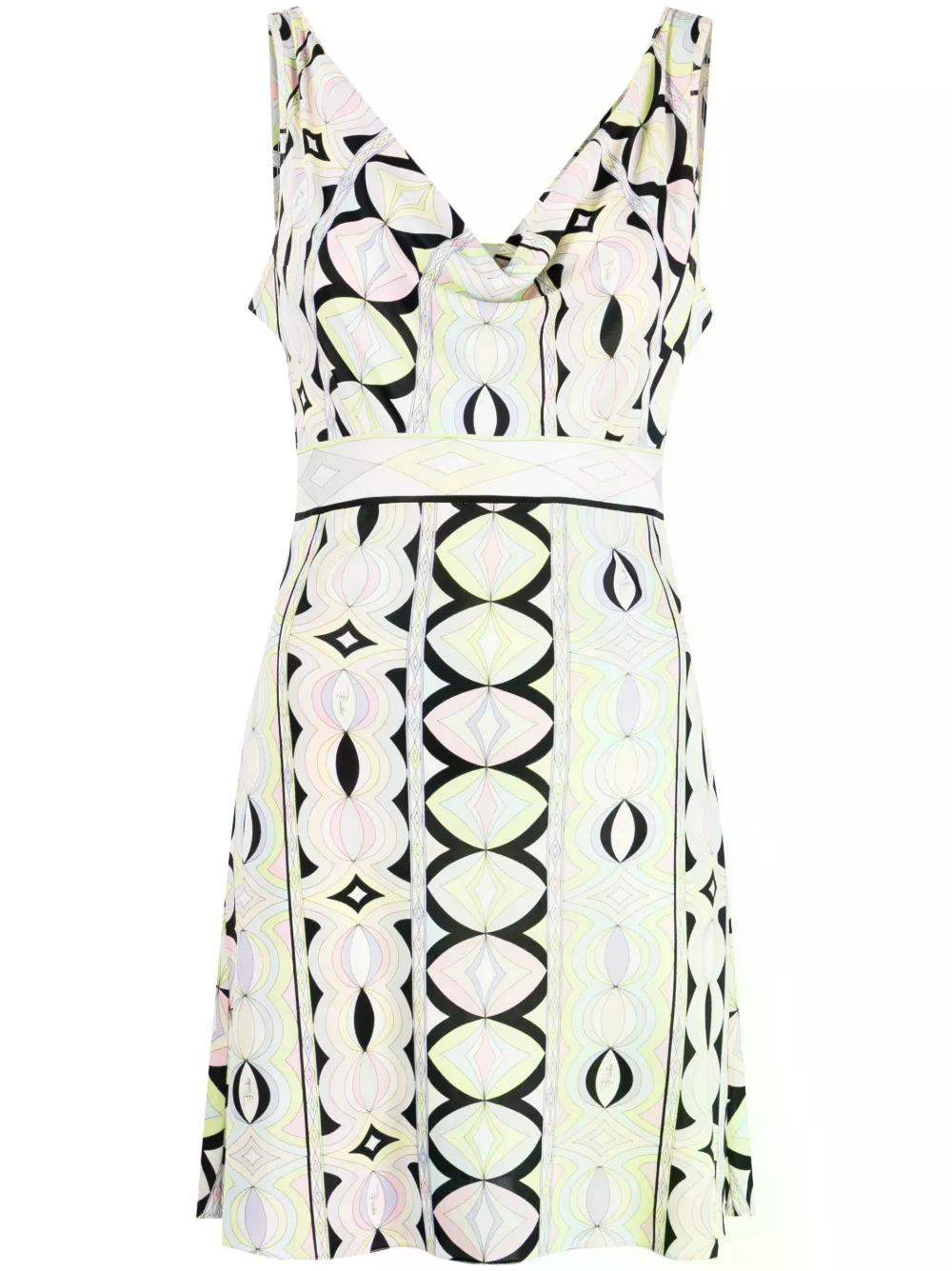 EMILIO PUCCI Geometric-Pattern Belted Mini Dress