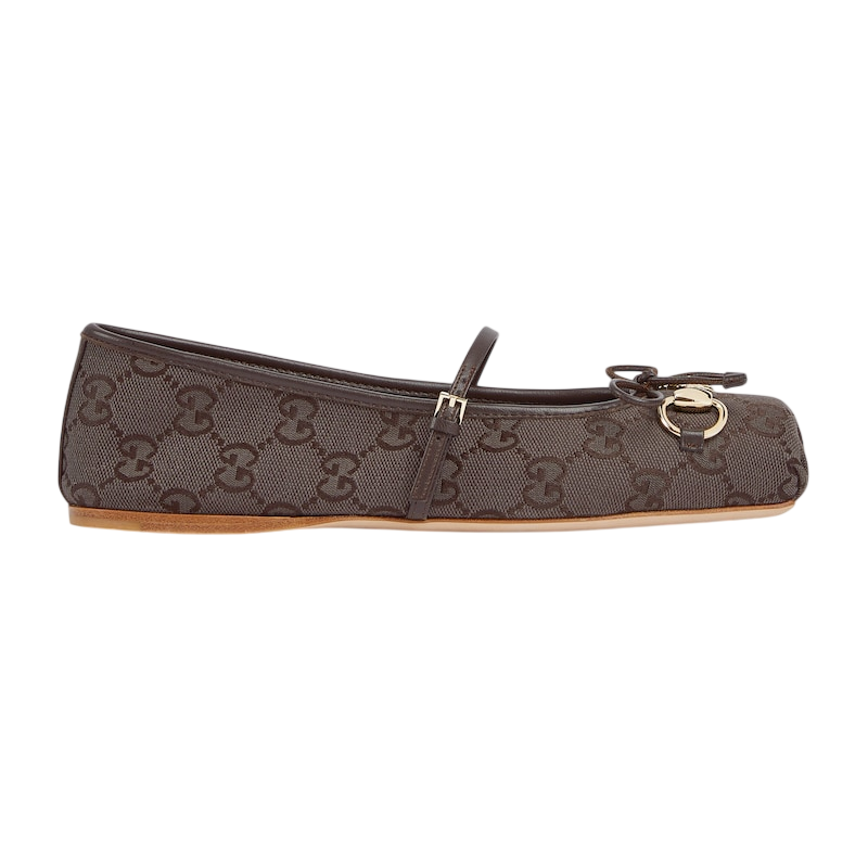 GUCCI Horsebit GG Canvas Ballet Flats