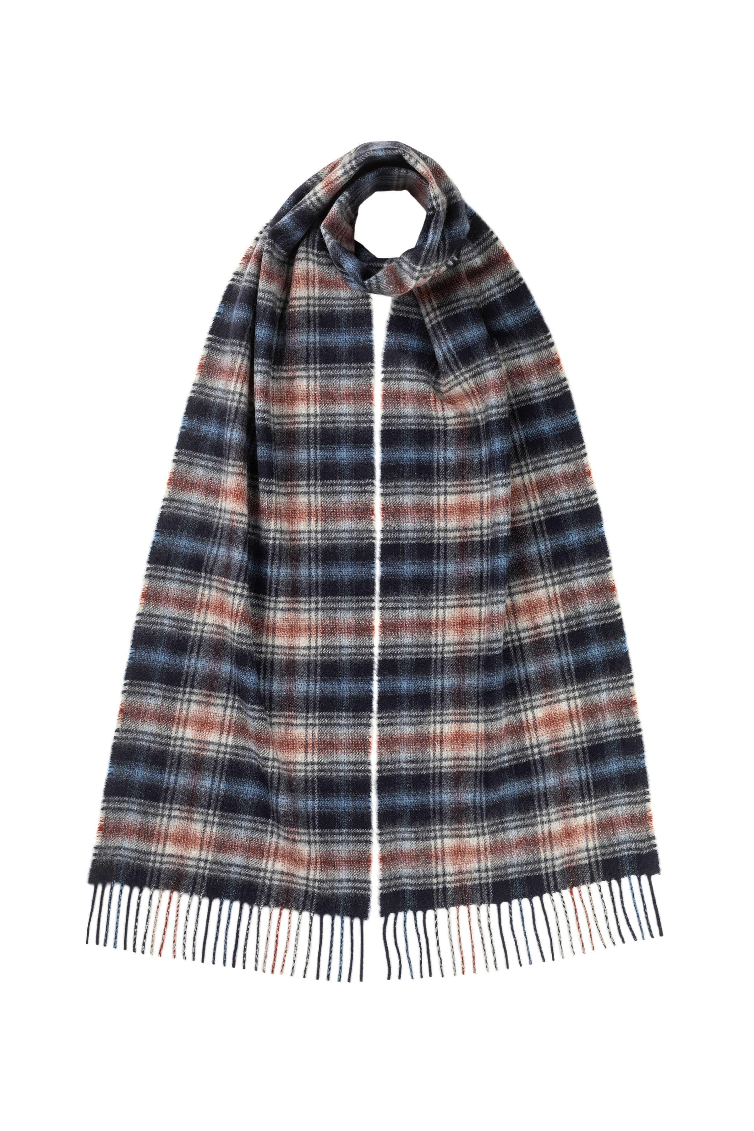 Johnstons Of Elgin Tweed Cashmere Scarf - Navy | Editorialist