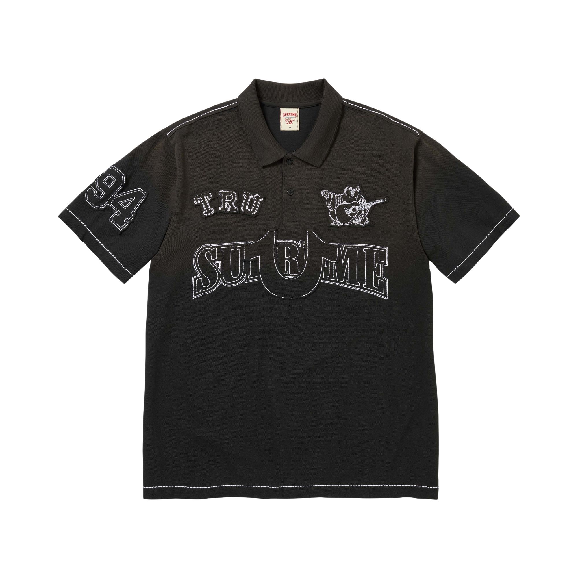 【L】Supreme Twill Appliqué Polo Supreme Twill Appliqué Polo Black Men's - FW25 - US