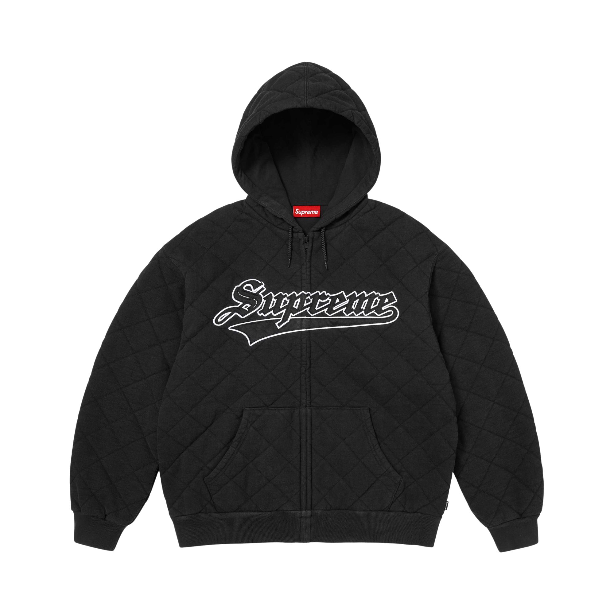 Supreme Quilted Zip Up Hooded Sweatshirt - Black | Editorialist
