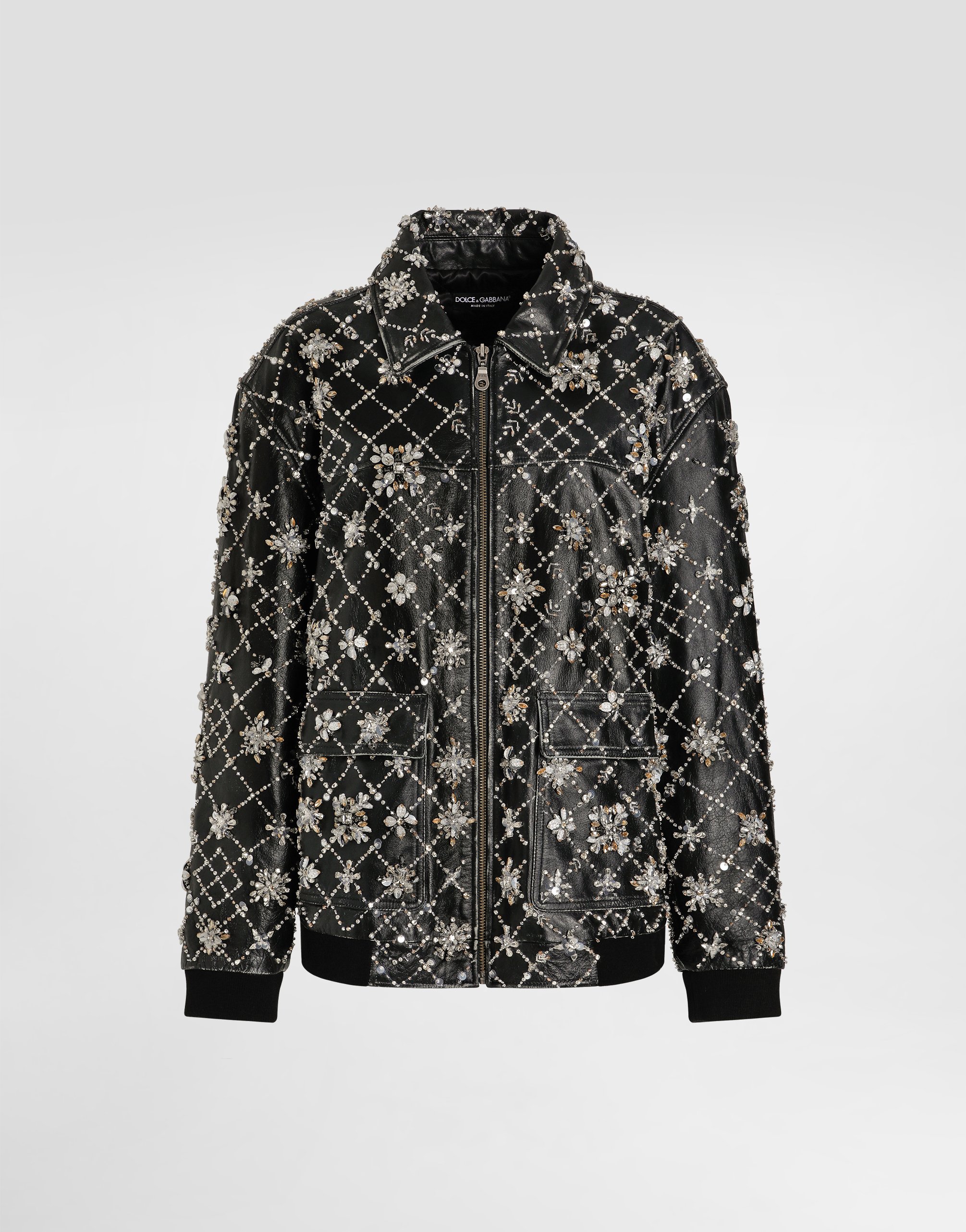 Dolce & Gabbana Vintage Leather Jacket With Embroidery