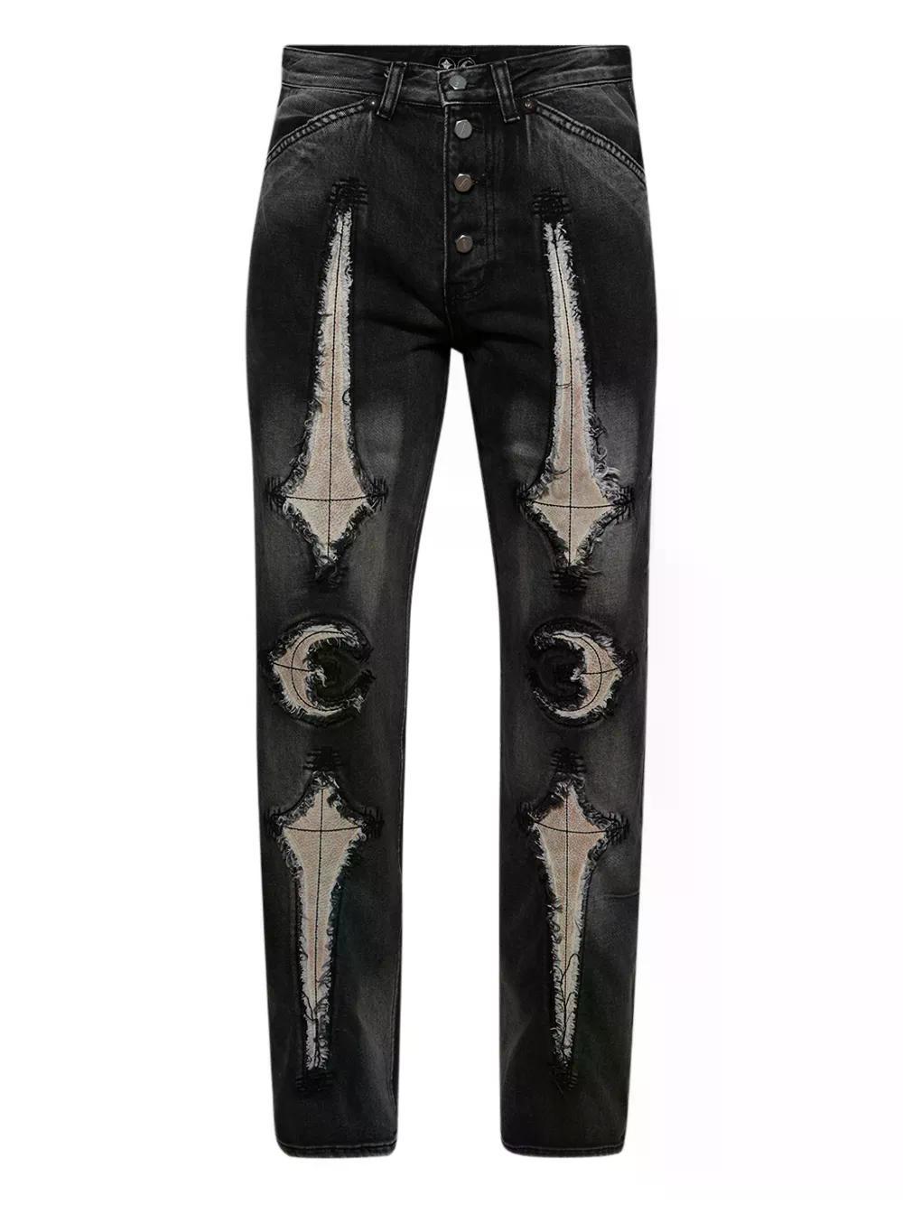 Thug Club Tc Bone Leather Denim Pants In Black - 70% Off