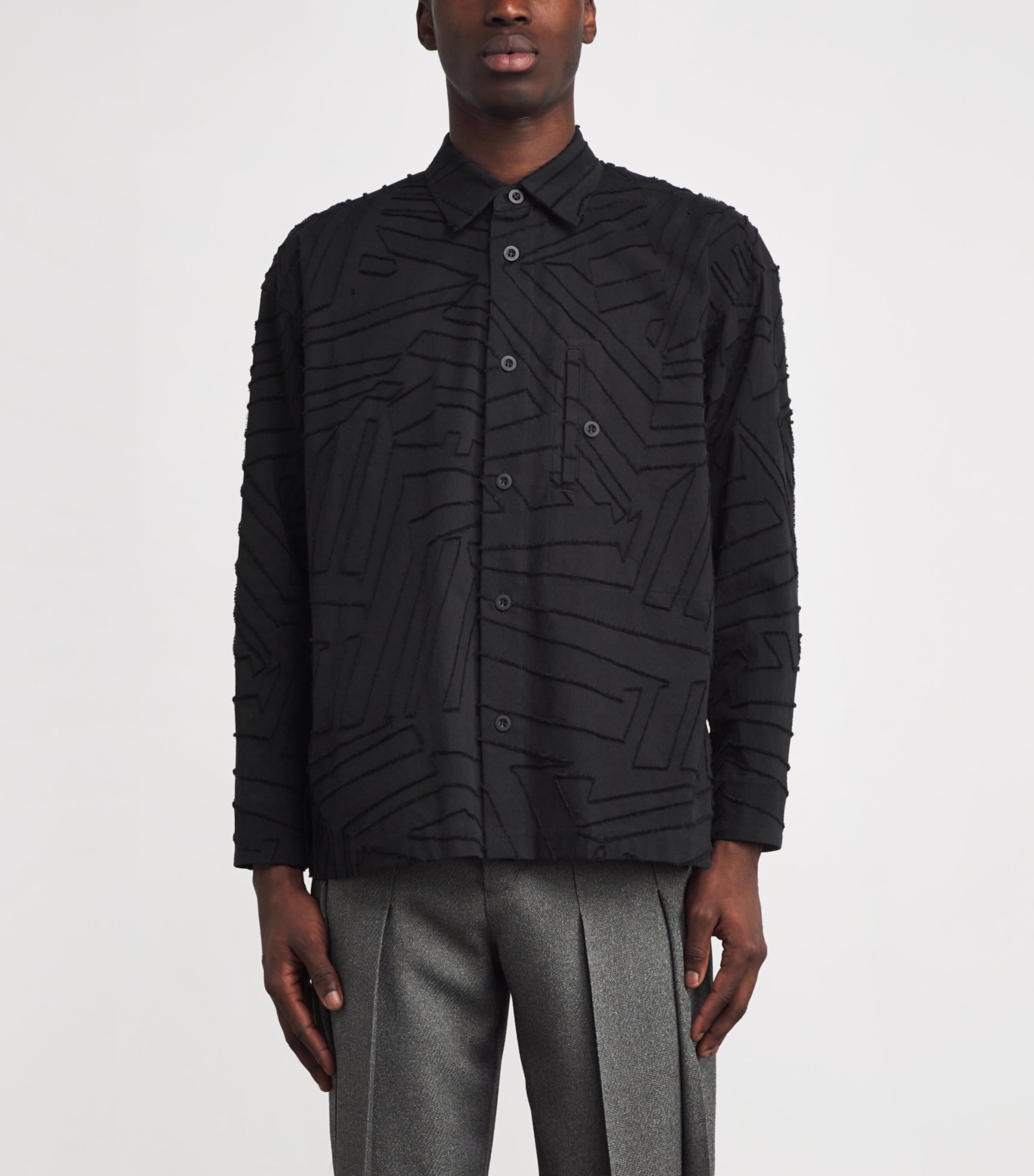 Issey Miyake Geometry Jacquard Shirt - Black | Editorialist Issey Miyake Geometry Jacquard Shirt - Black | Editorialist