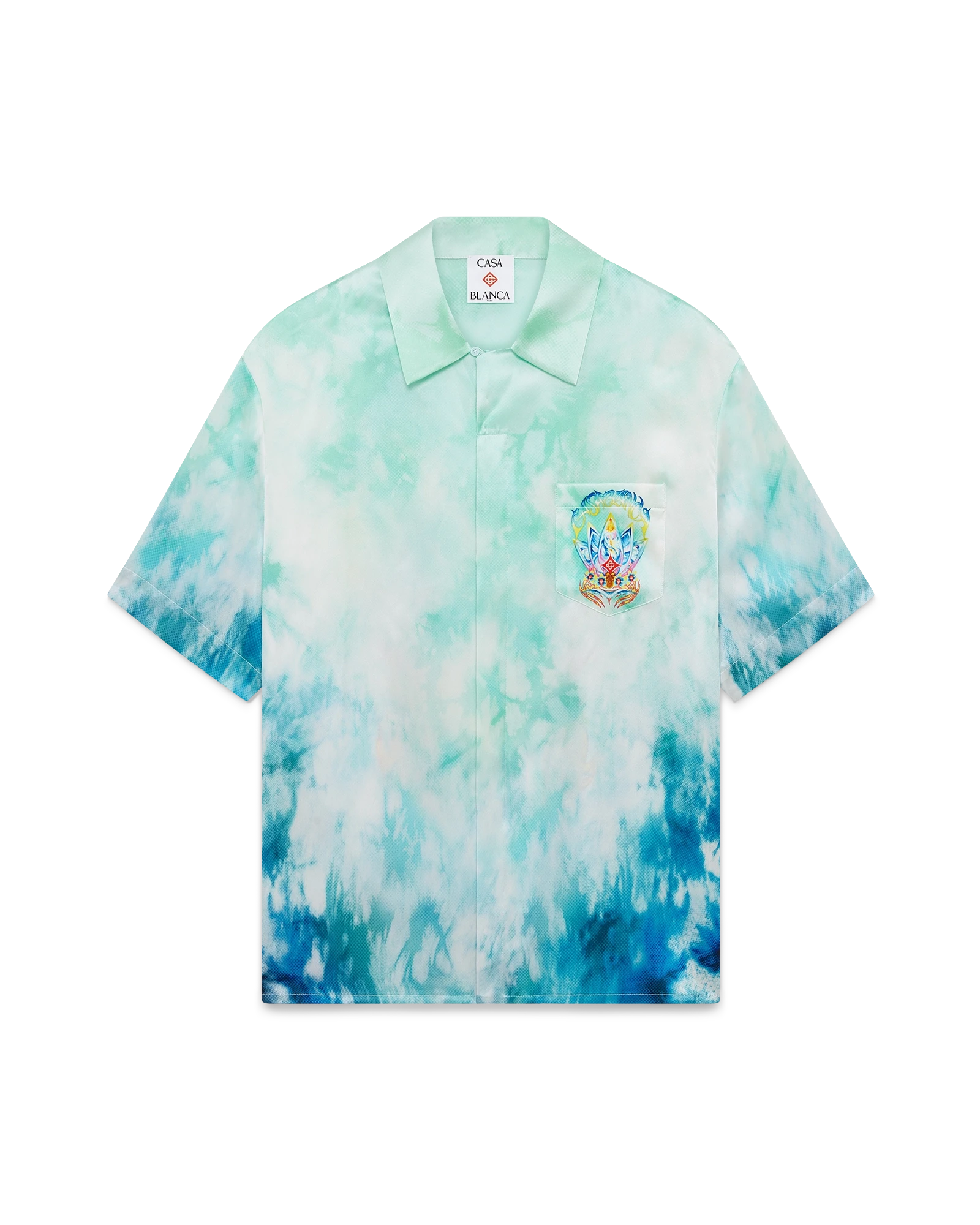 CASABLANCA surf lotus short sleeve silk shirt,