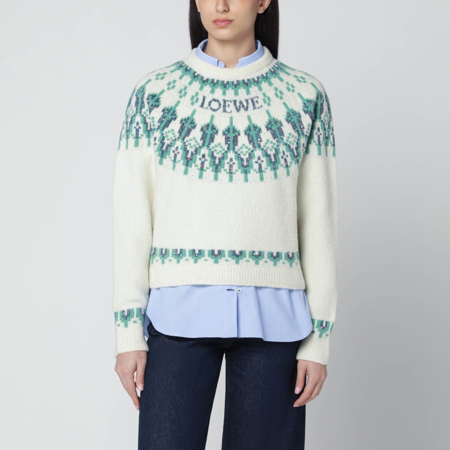 Loewe Suna Fujita Fair Isle Embroidered Mohair-Blend Sweater