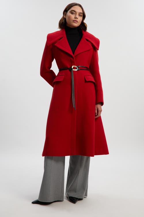 KAREN MILLEN Karen Millen Wool Shawl Collar Belted Midi Coat