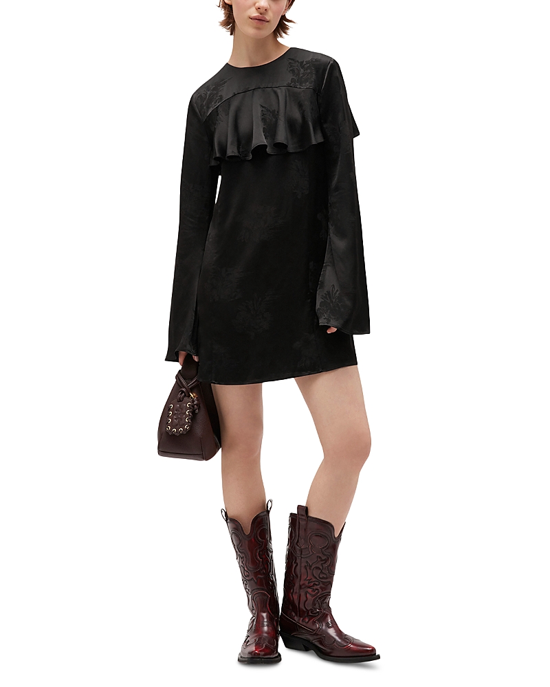 GANNI Fluid Satin Jacquard Mini Dress