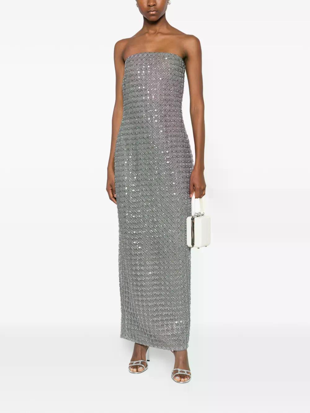 ROTATE BY BIRGER CHRISTENSEN Bead-Embellished Maxi Dress