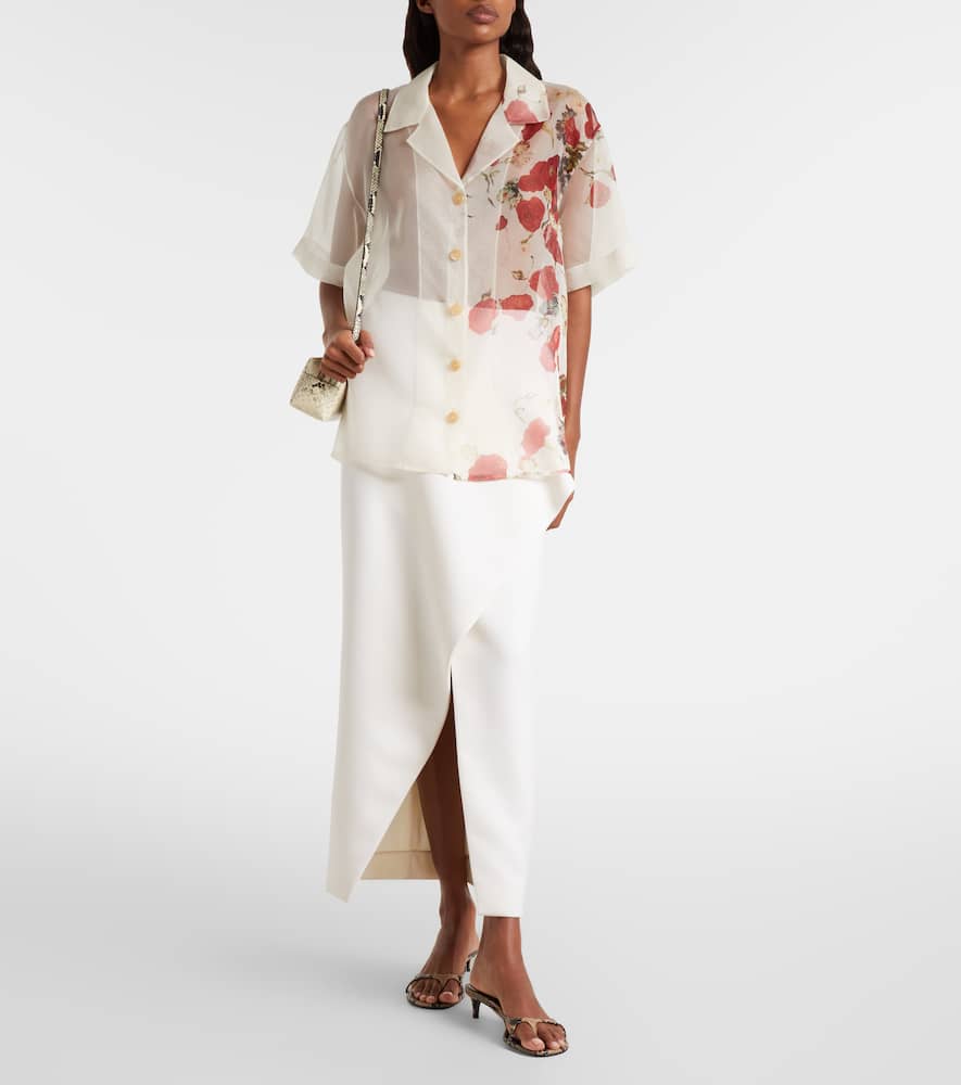 KHAITE Riordan Floral Silk Organza Shirt