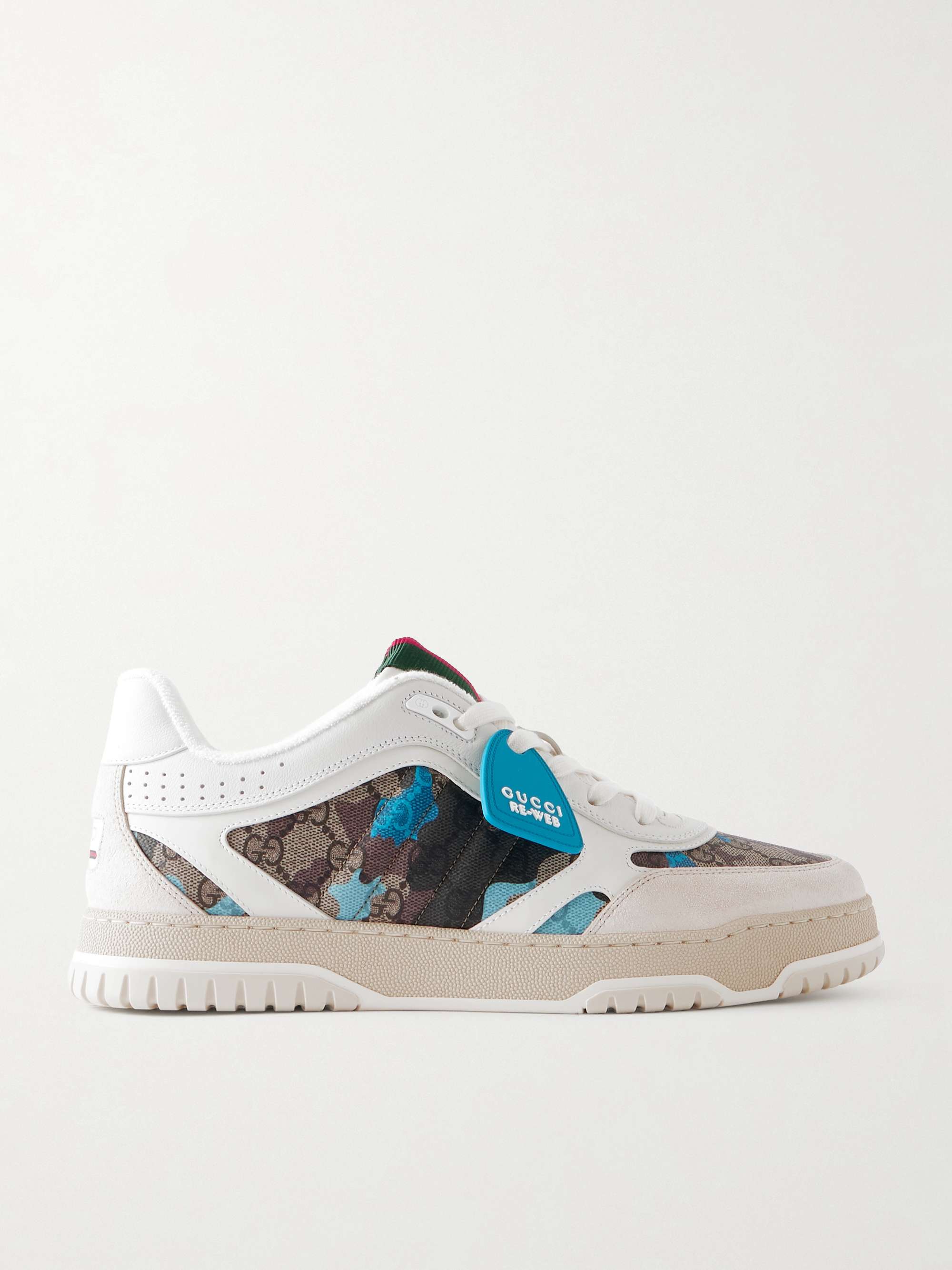 Gucci Re-Web Suede And Webbing-Trimmed Printed Leather Sneakers - White ...
