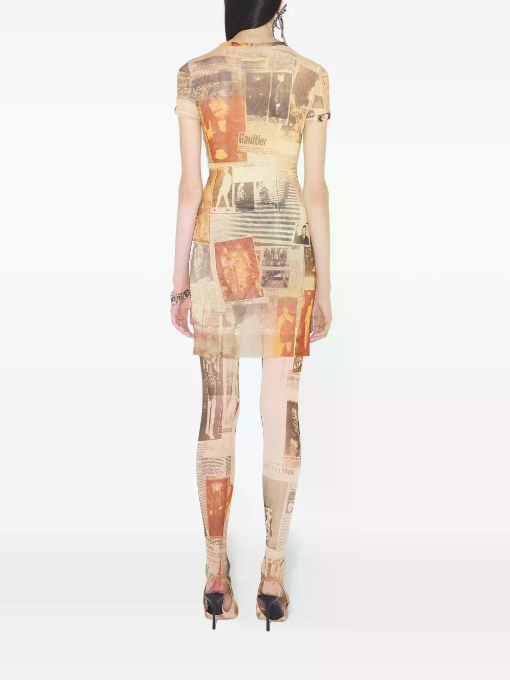 Jean Paul Gaultier Journal-Print Mini Dress - Neutrals - 40% Off |  Editorialist