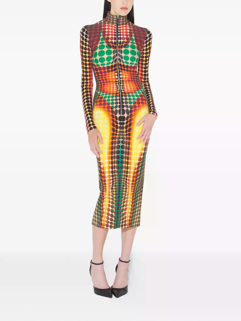 JEAN PAUL GAULTIER High-Neck Zip-Up Midi Dress