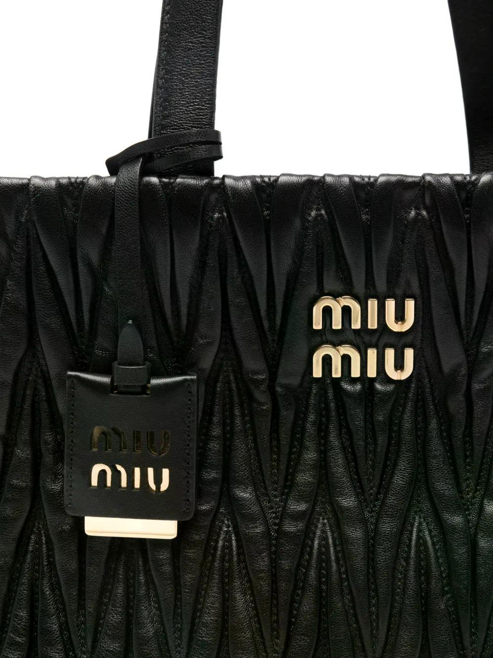 Miu Miu Leather Tote Bag - Black | Editorialist