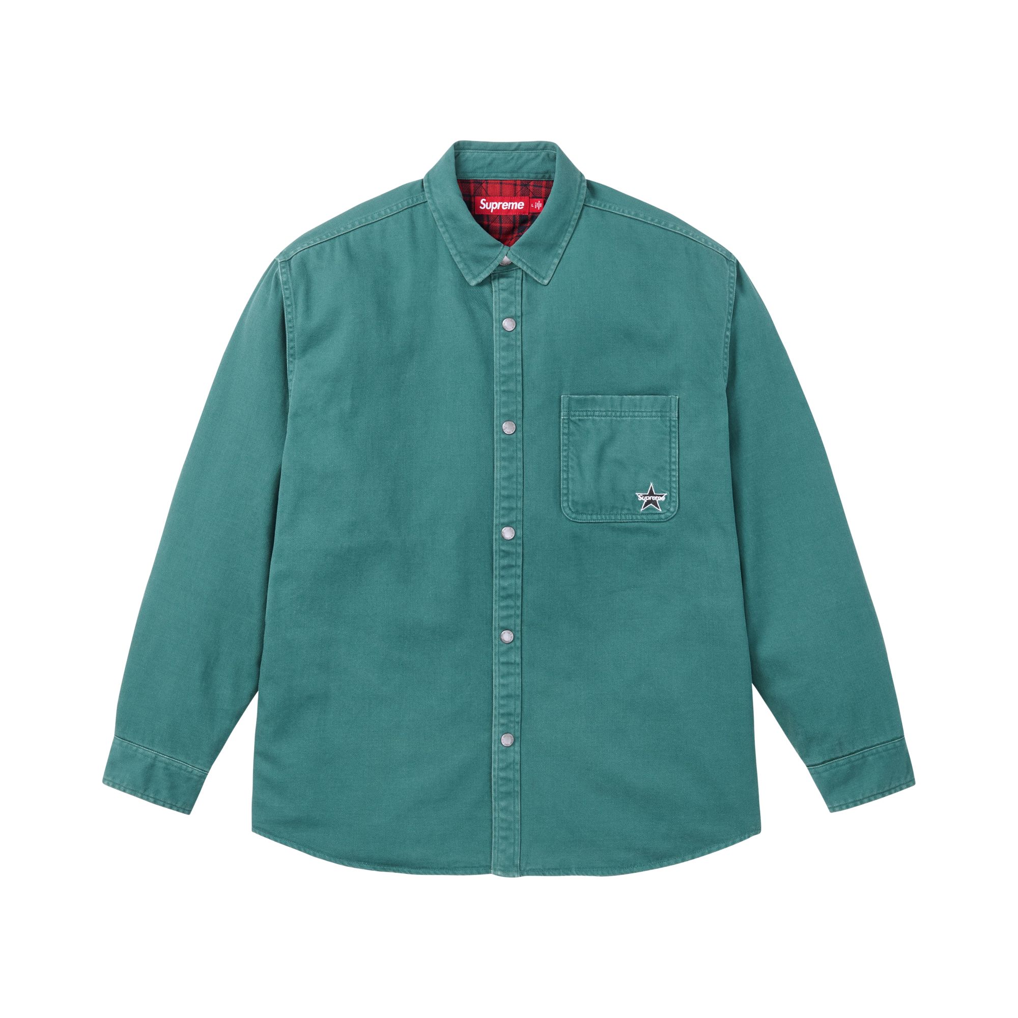 Supreme Quilted Lined Denim Snap Shirt - Teal | Editorialist