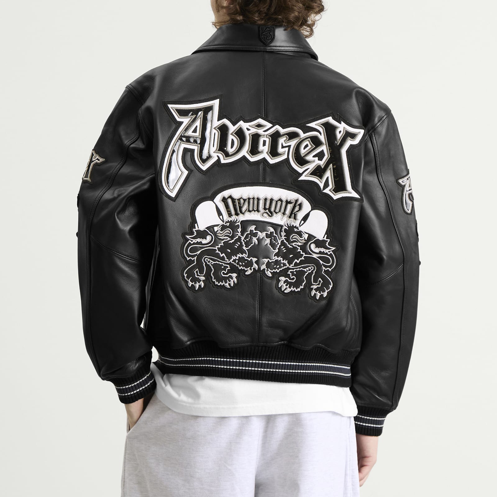 Avirex Goth Varsity Leather Jacket - Black | Editorialist