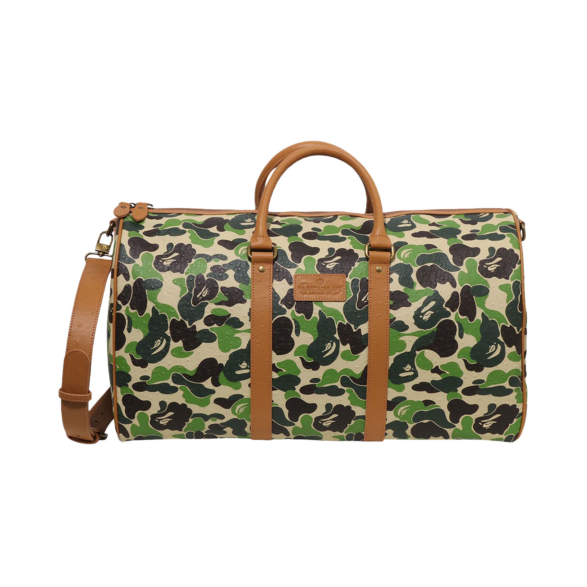 A Bathing Ape Abc Camo Pu Ostrich Boston Bag - Green | Editorialist