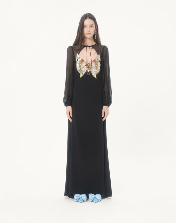 VALENTINO Embroidered Georgette Long Dress