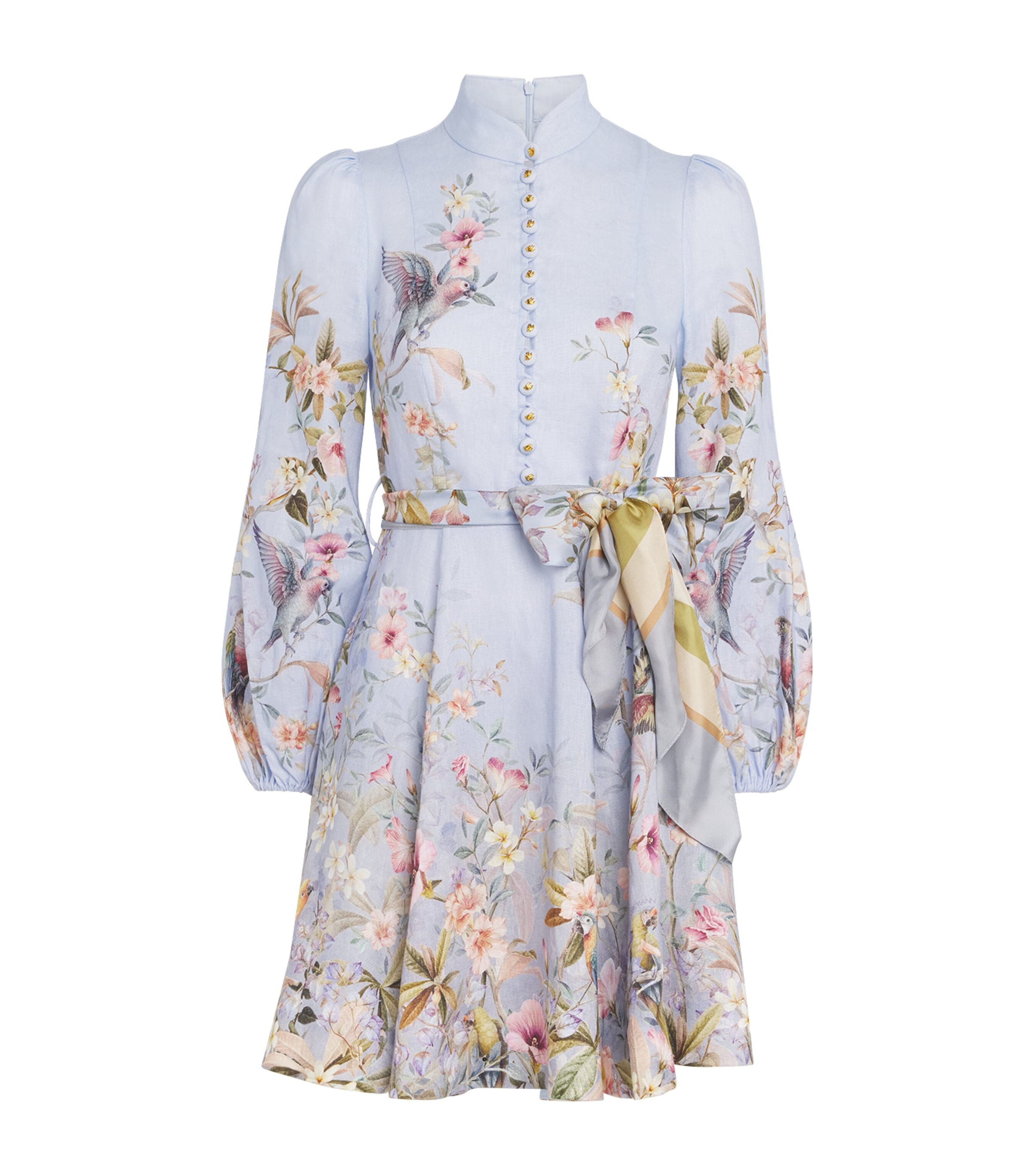 Zimmermann Linen Rebellion Floral Mini Dress - Blue | Editorialist Zimmermann Linen Rebellion Floral Mini Dress - Blue | Editorialist