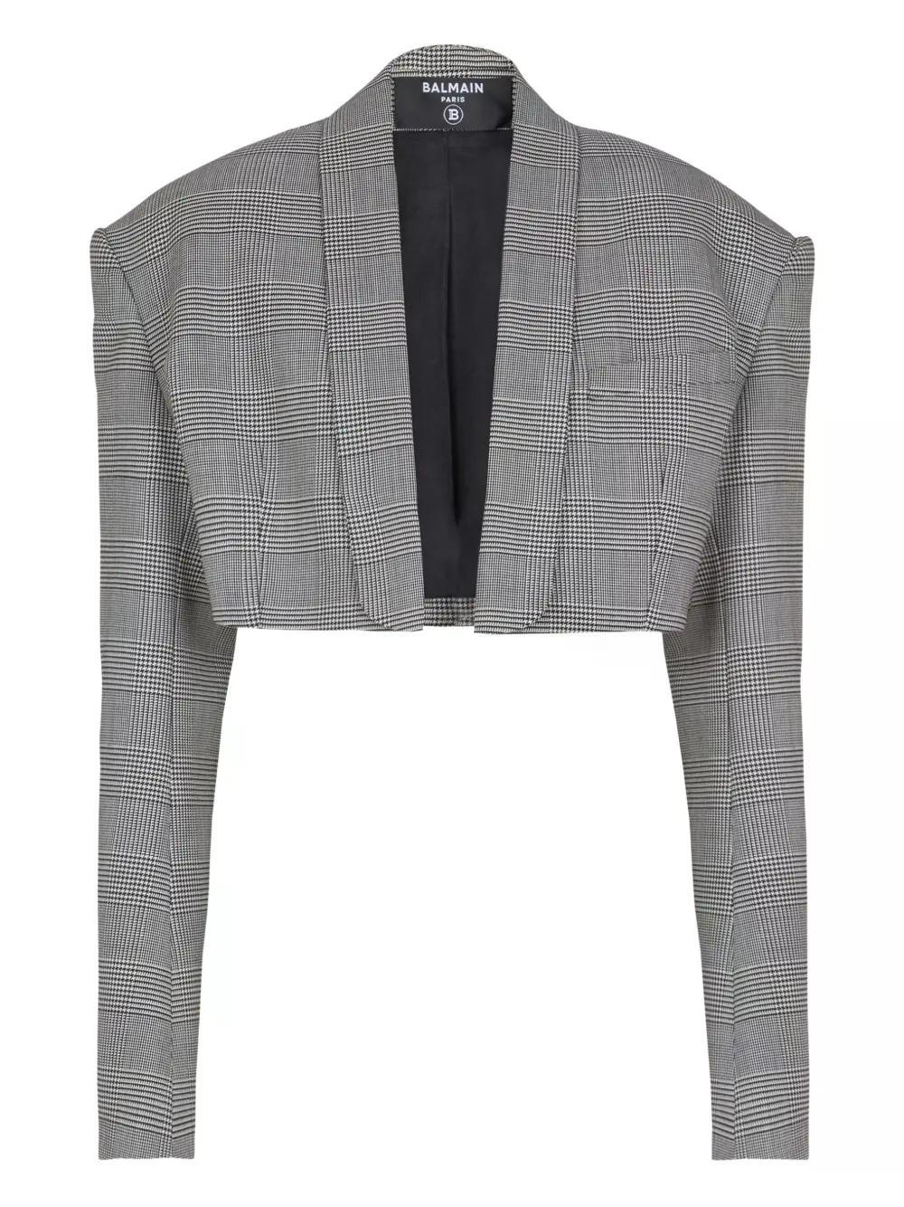 BALMAIN Prince of Wales Jacquard Crop Jacket