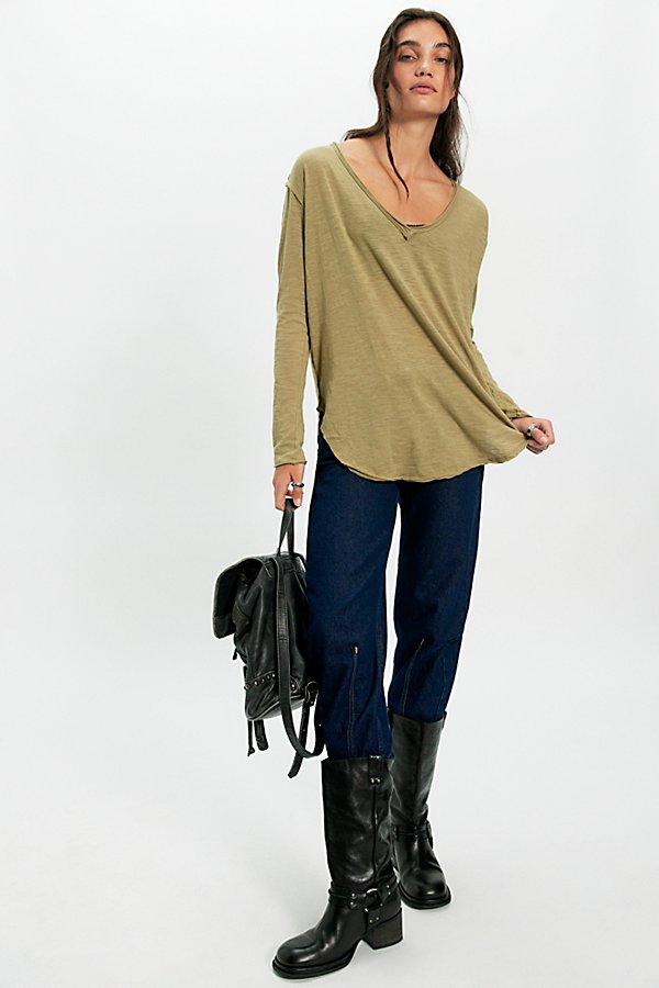 FREE PEOPLE Free People We The Free Long Sleeve Top with V-Neckline