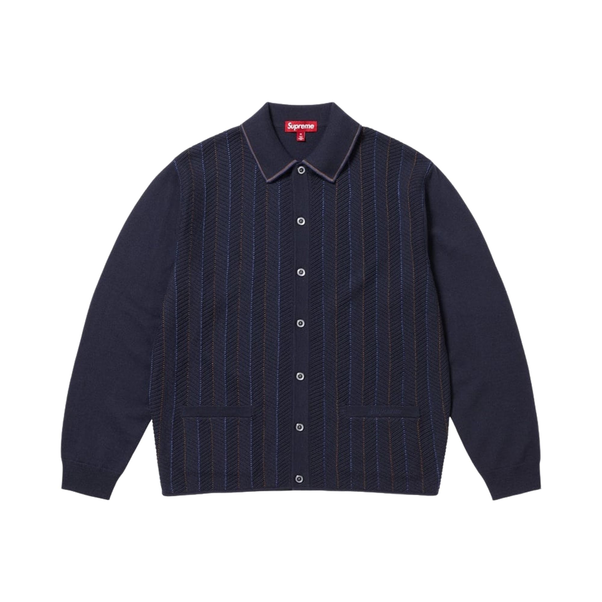 Supreme Herringbone Cardigan - Blue | Editorialist