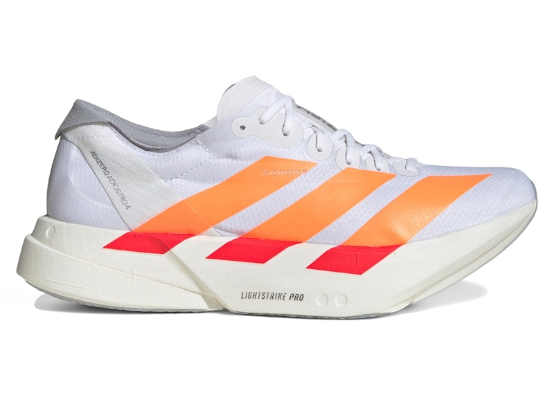 Adidas Adizero Adios Pro 4 White Red - Cloud White/Lucid Orange/Lucid ...