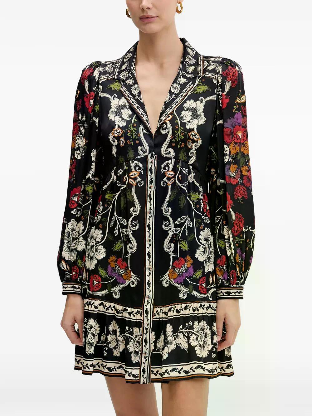 Farm Rio Rococo Flowers Mini Dress - Black | Editorialist