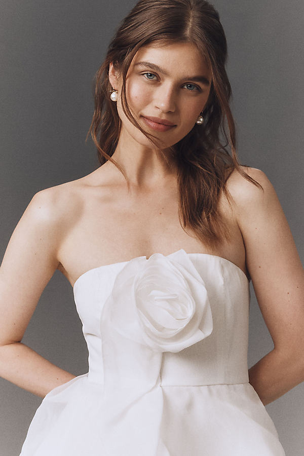 Bhldn Strapless Corset Fit & Flare Mini Dress In White Dahlia - 29% Off | Editorialist Bhldn Strapless Corset Fit & Flare Mini Dress In White Dahlia - 29% Off | Editorialist