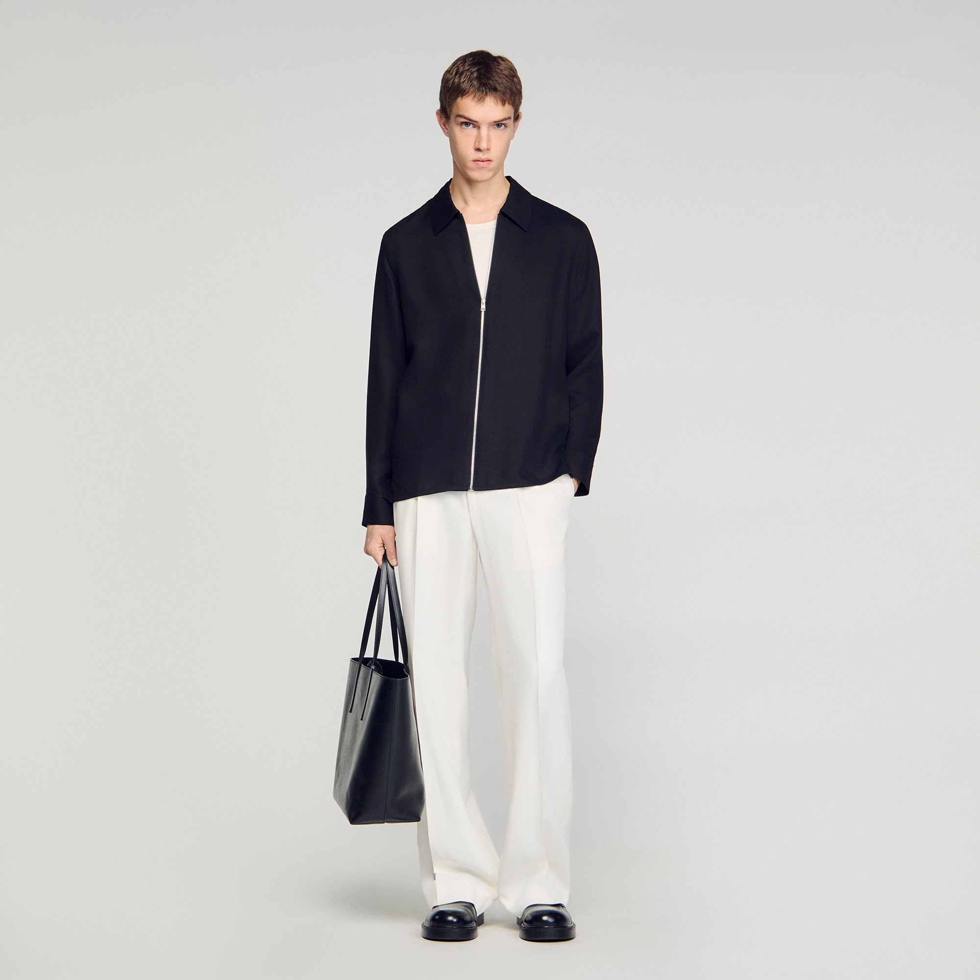 SANDRO Fluid zip-up shirt