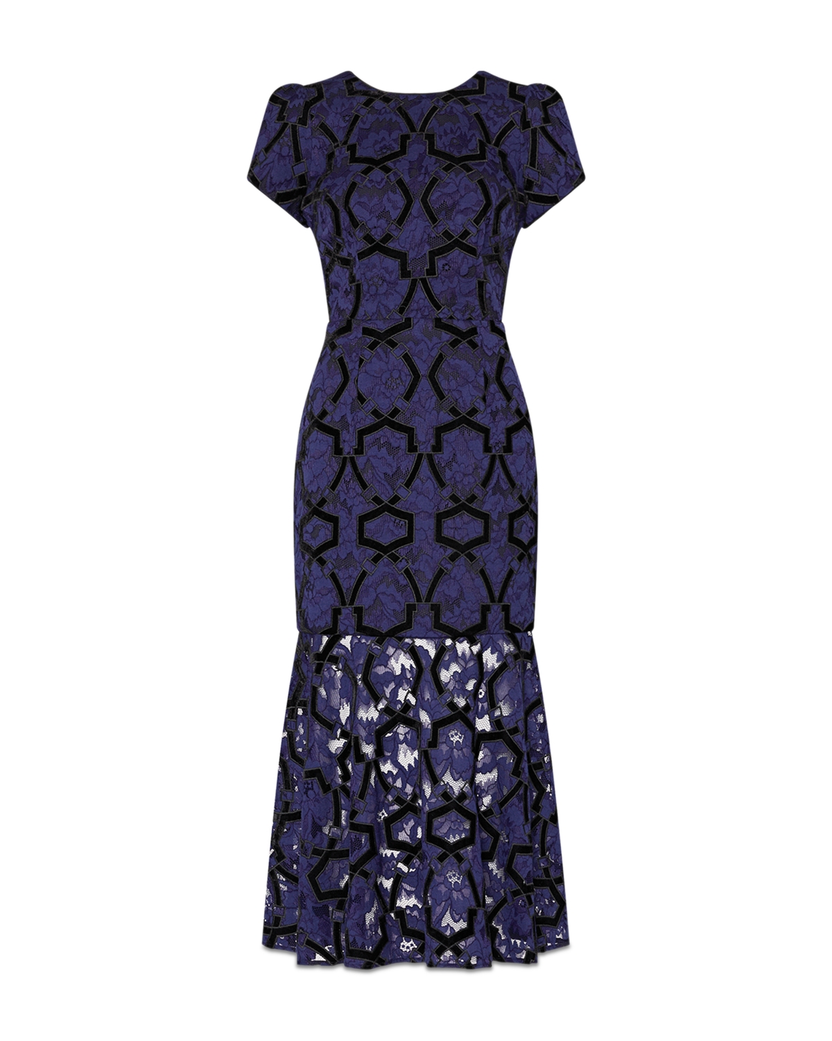 Evening Gowns Midi Dress Neiman Marcus Petal Pup Pierre Long Sleeve Velvet Lace  Midi Dress In