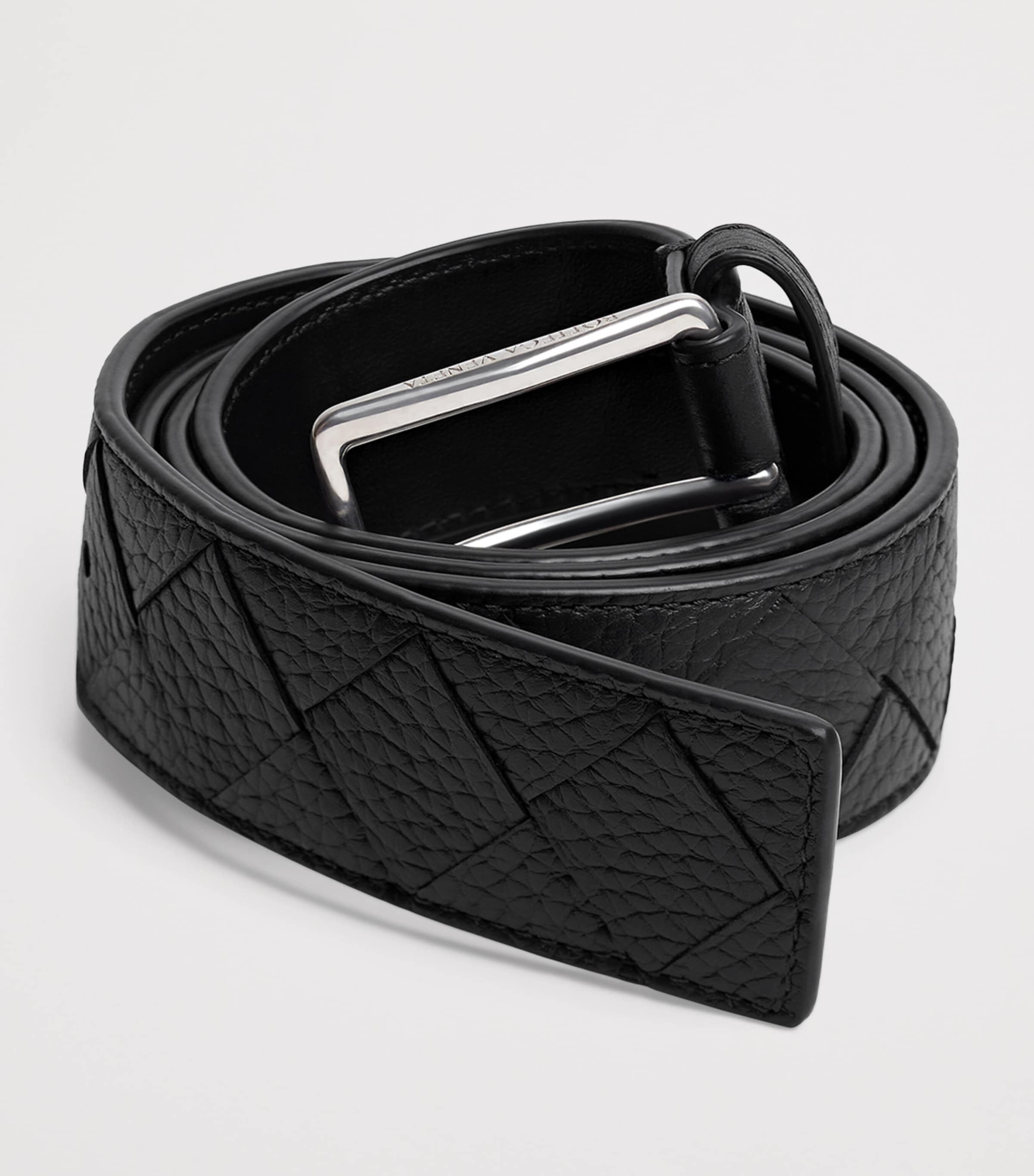Bottega Veneta Intrecciato Leather Belt - Black | Editorialist