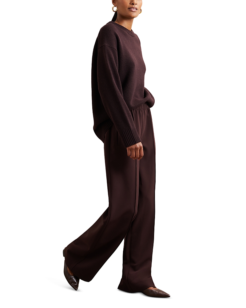 Reiss Robyn Wide Leg Trousers - Burgundy | Editorialist