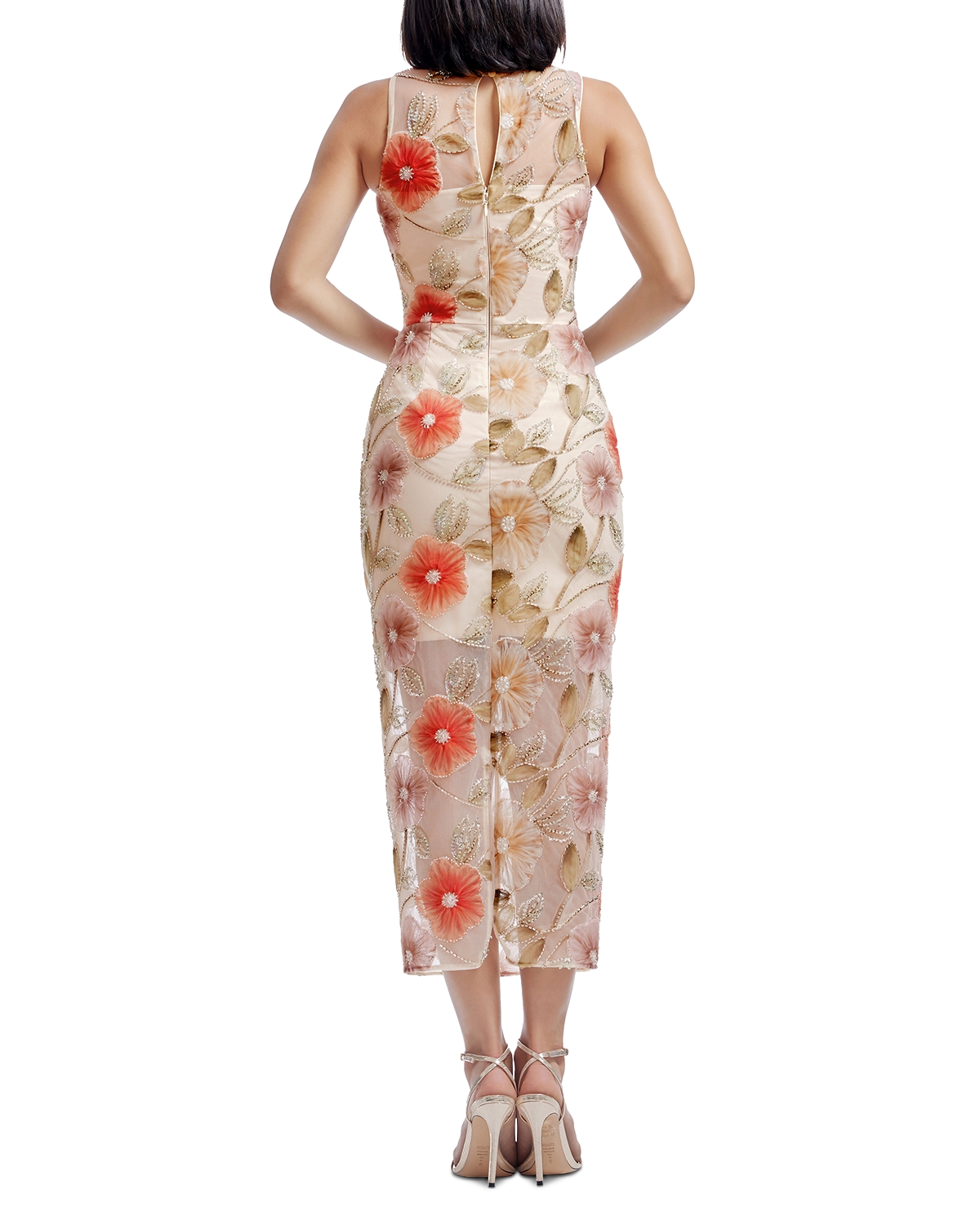 open lace back dress Dress The Population Women's Helena Sequin Floral Cocktail Sheath Dress - Black main image 0