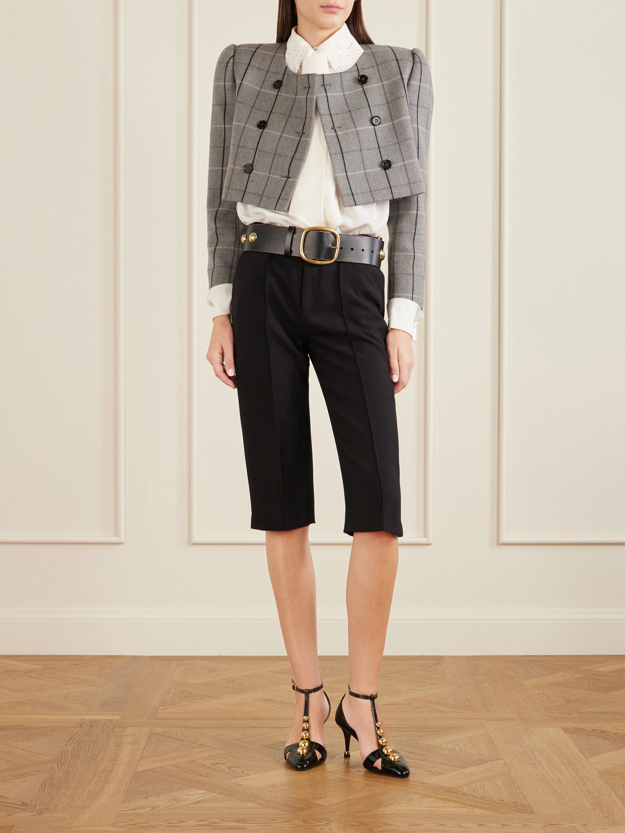 CHLOÉ Buckle-Embellished Wool-Crepe Capri Pants