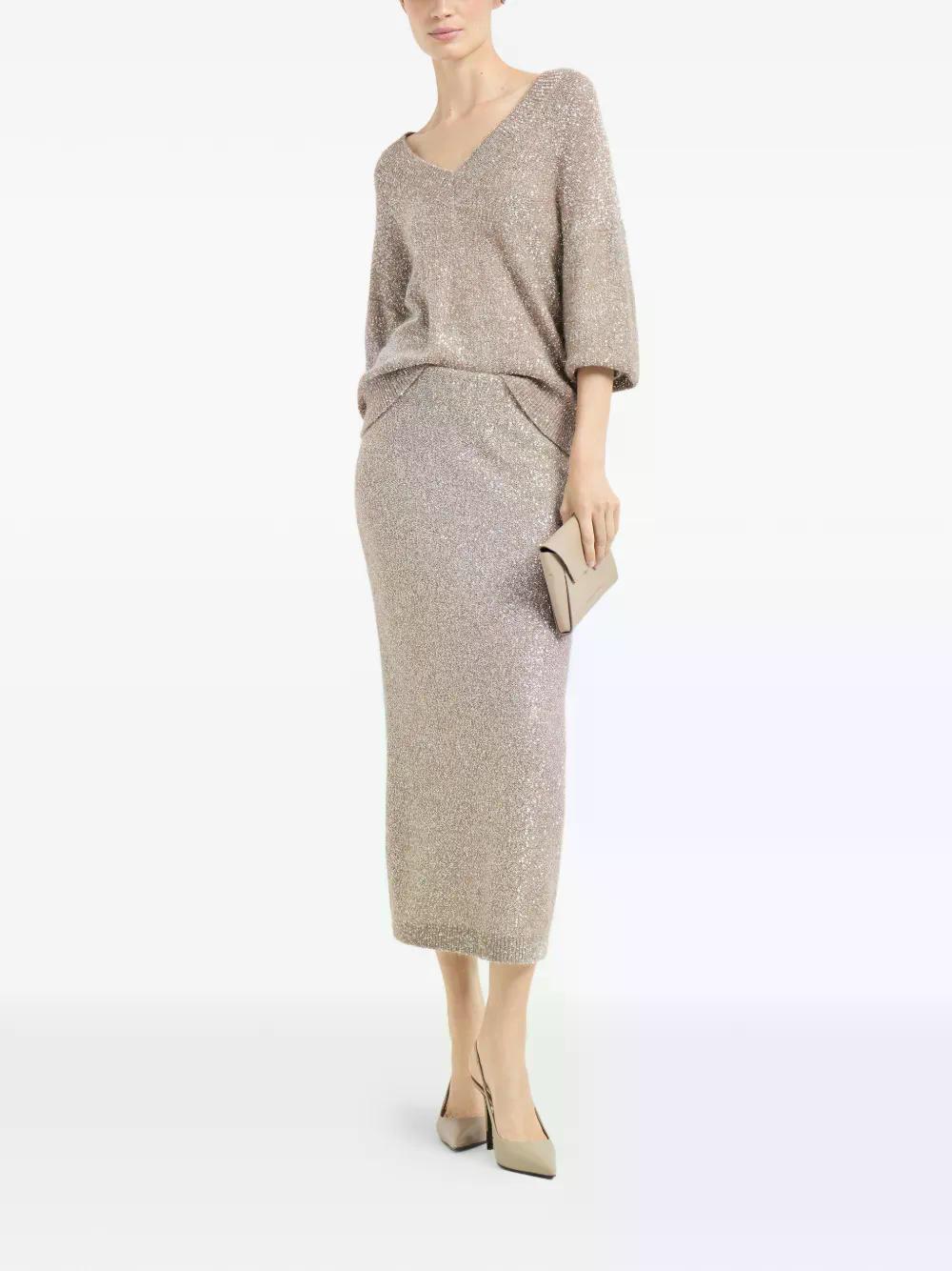 BRUNELLO CUCINELLI Elastic-waistband Midi Skirt