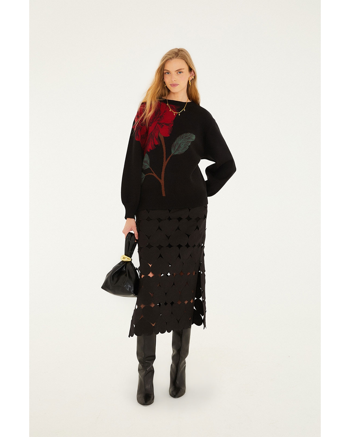 FARM RIO Hearts Midi Skirt