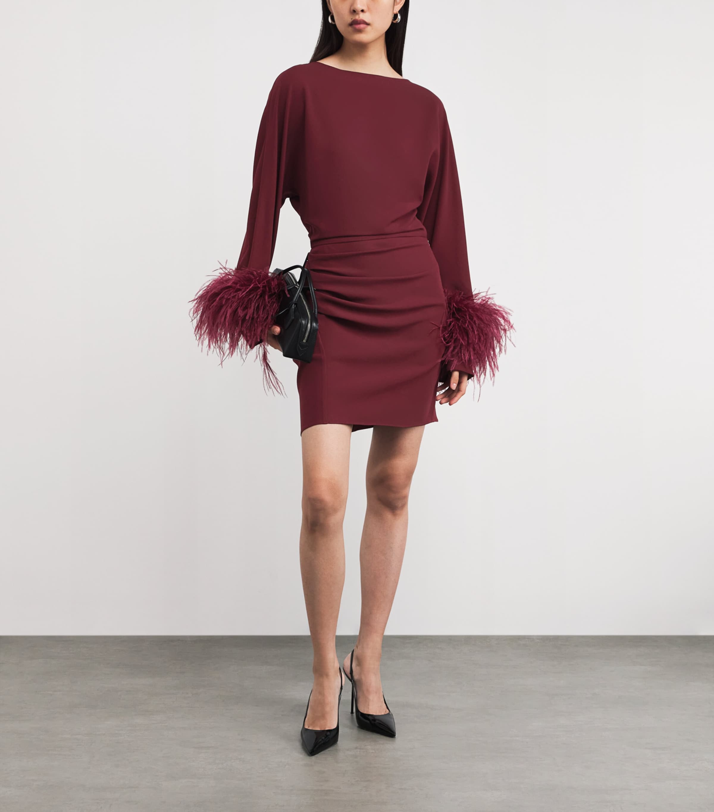 feather burgundy dress FIESTA FEATHER LONG DRESS IN BURGUNDY RED | CULT MIA