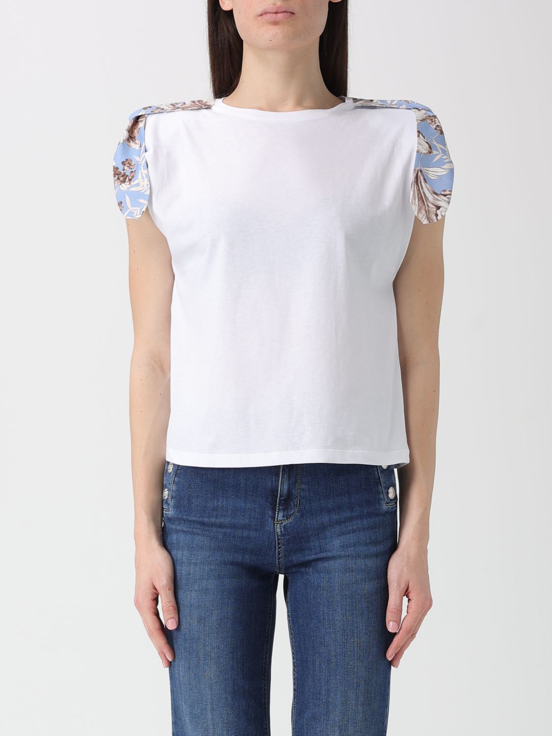 LIU JO Liu Jo White T-Shirt with Printed Sleeves