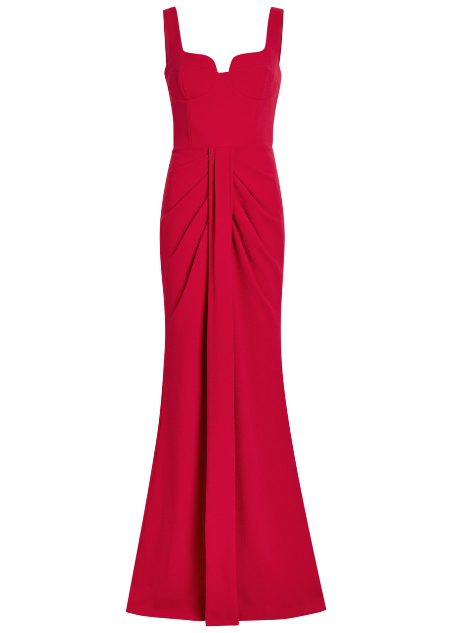 Rebecca Vallance Zarya Gathered Crepe Gown - Red | Editorialist
