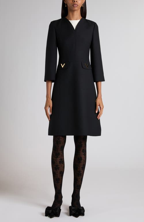 VALENTINO Wool and Silk Crepe Couture A-Line Dress